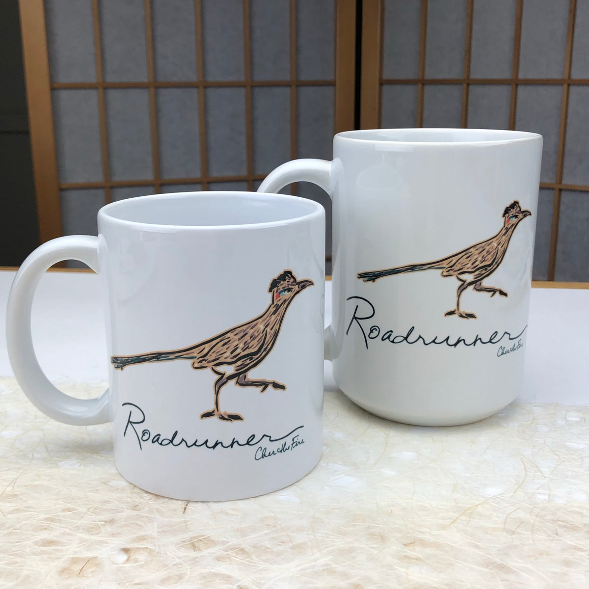 Roadrunner white glossy mug – Cher the Fire